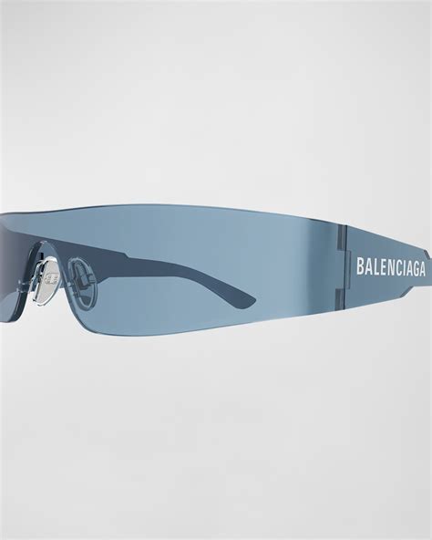 Balenciaga Mirrored Rimless Wrap Sunglasses Neiman Marcus