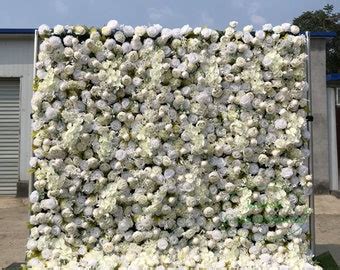Elegant White Roll Up Fabric Artificial Flower Wall Wedding Backdrop