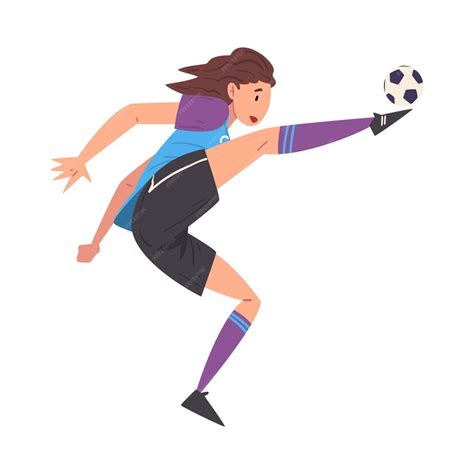 Premium Vector Girl Playing Soccer Female Football Player Character