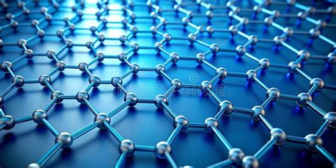 Graphene Hexagonal Lattice Nanostructure Made Of Carbon Atoms Graphene Molecular Grid Blue