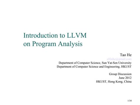 Introduction To Llvm Ppt