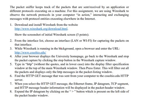 Solved The Packet Sniffer Keeps Track Of The Packets That Chegg