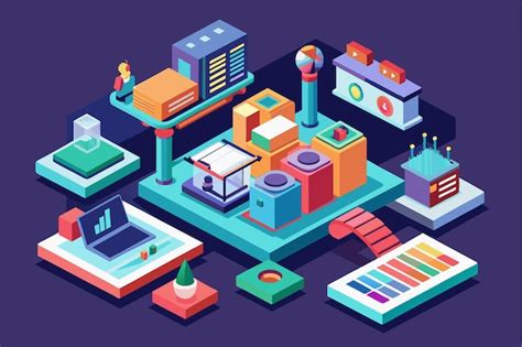 A Vibrant Isometric Layout Showcases Various Customizable Product