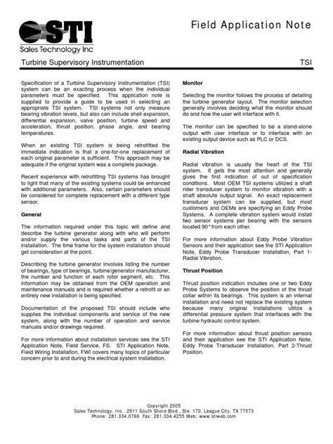 Turbine Supervisory Instrumentation Pdf Instrumentation