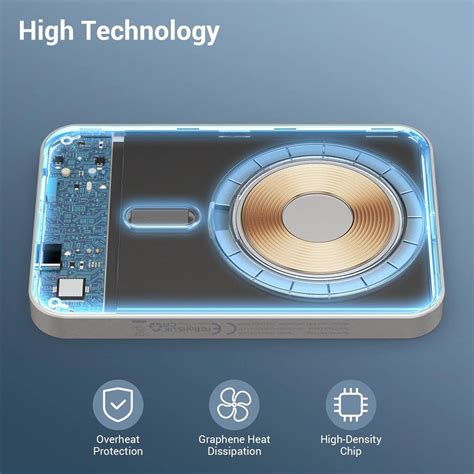 HINOVO MB1 5000xb Magnetic Wireless Power Bank Mirror Black