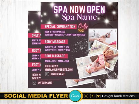 Spa Now Open Flyer D I Y Canva Spa Promotional Flyer Etsy