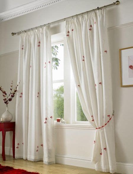 Butterfly Ready Made Lined Voile Curtains In Red Voile Curtains