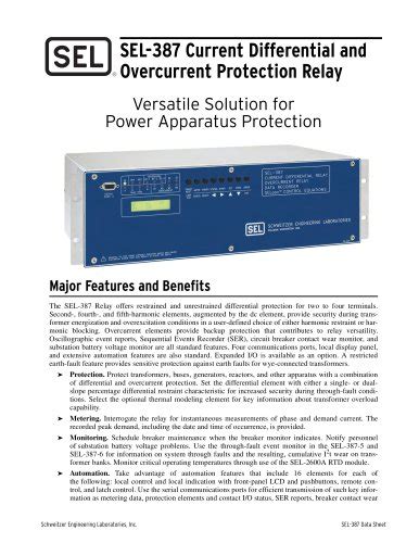 Sel 487e 3 4 Transformer Differential Relay Schweitzer Engineering Laboratories Pdf
