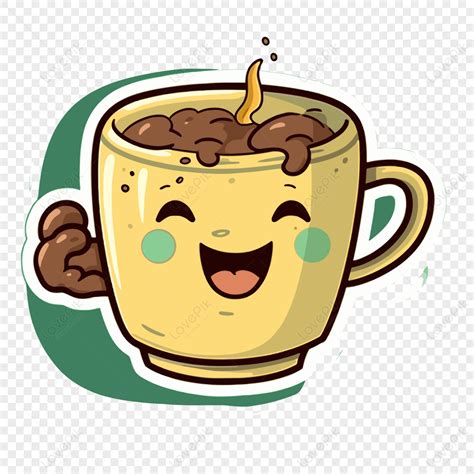 웃는 얼굴로 만화 커피 한잔 벡터상표 한잔 Png 일러스트 무료 다운로드 Lovepik