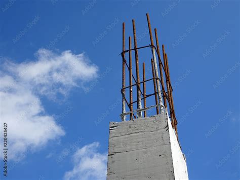 Reinforcement Concrete Column As Part Of Building Structure At The