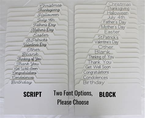 Greeting Card Organizer Dividers Stock Holiday Theme Heavy Cardstock