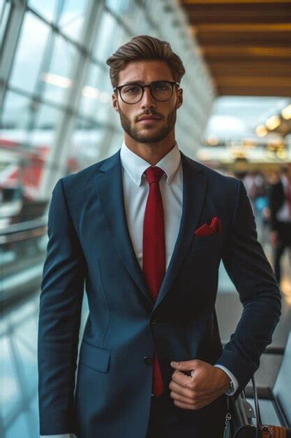 Premium Photo A Young Professional Man In A Suit And Tie Stands In An