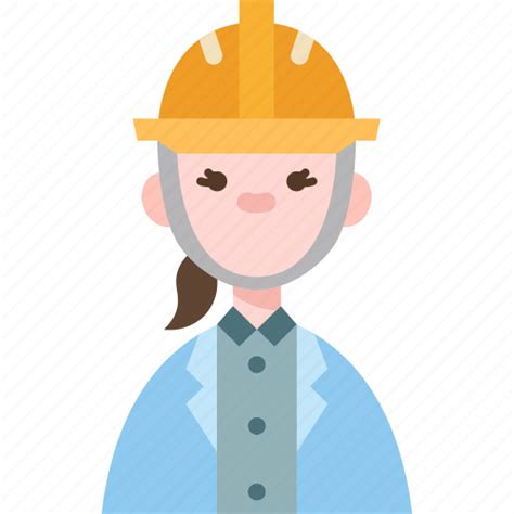 Engineer Female Technician Helmet Constructor Icon Download On