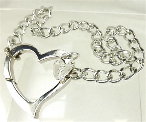 Gold Chain Choker Huge Heart Bdsm Day Collar Discreet Submissive