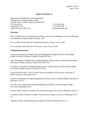 Fillable Online Sph Unc Faculty And Staff UNC Gillings School Of