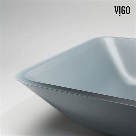 Vigo Blue Sottile Glass Rectangular Vessel Bathroom Sink Kitchen And