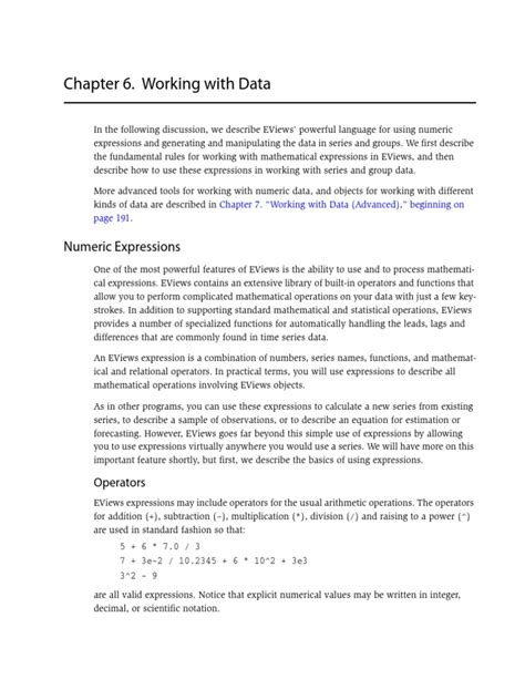 Working With Data In Eviews Pdf Variance Exponential Function