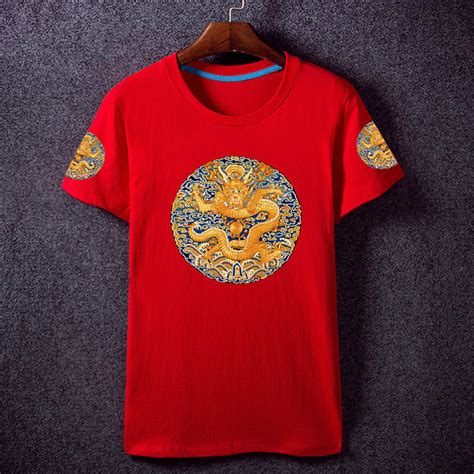 中国风皇帝龙袍清朝官服补子一品文官武官复古皇家衣服夏短袖t恤虎窝淘