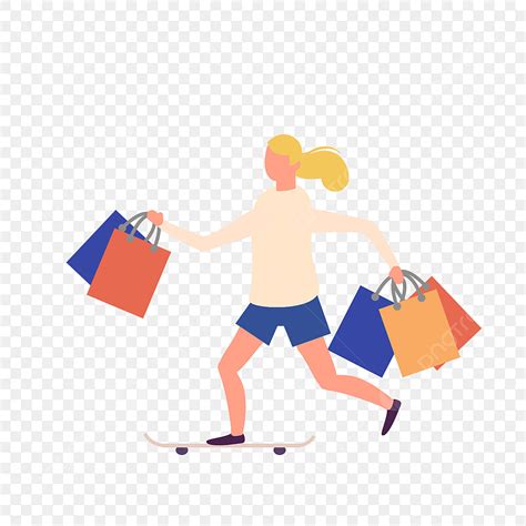 만화 일러스트 여자 스케이트 보드 쇼핑 레이션 쇼핑 쇼핑백 가죽 신발 Png 일러스트 및 Psd 이미지 무료 다운로드 Pngtree