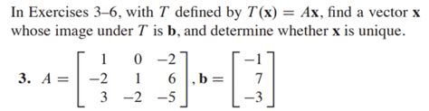 Solved In Exercises 36 With T Defined By Tx Ax Find A
