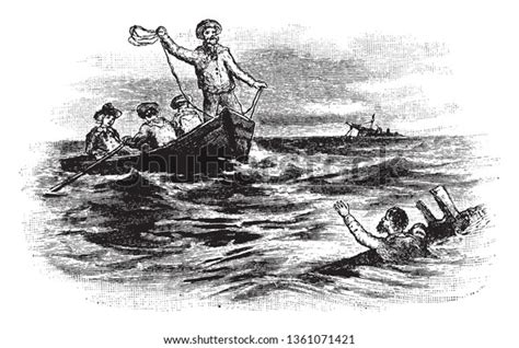 Stock Vektor „shipwrecked Sailor Which Sailor Being Tossed Bez Autorských Poplatků 1361071421