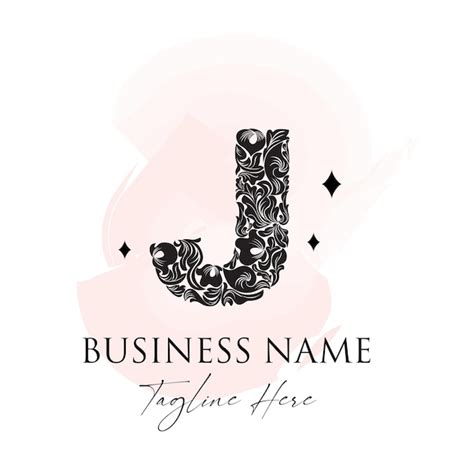 Premium Vector J Initial Letter Logo Floral Handdrawn