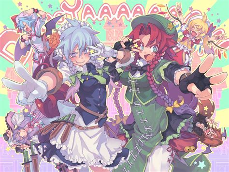 東方【フランドール・スカーレット紅美鈴十六夜咲夜小悪魔パチュリー・ノーレッジレミリア・スカーレット】 壁紙