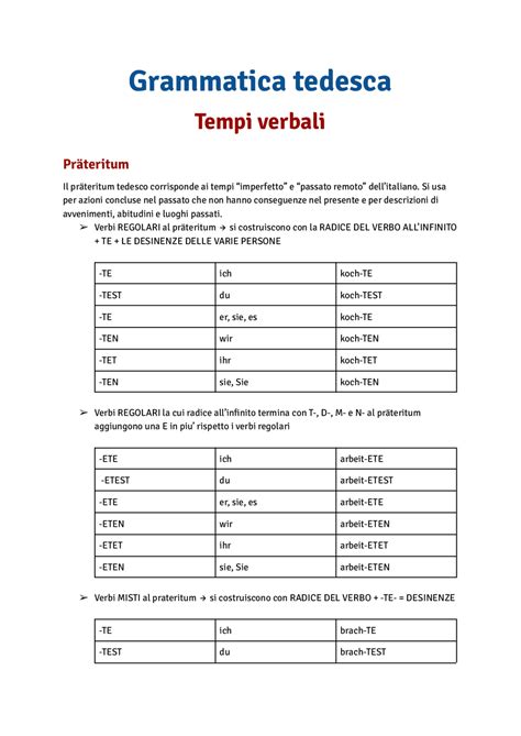 Grammatica Tedesca Liv B1 Appunti Di Lingua Tedesca Docsity