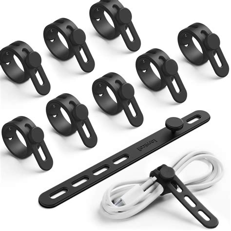 Lamicall 10pack Silicone Cable Ties Cord Organizer