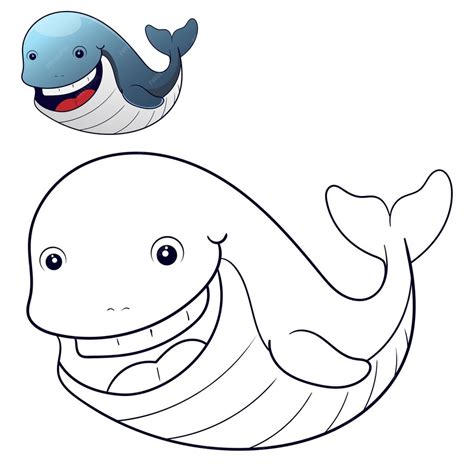 Premium Vector Whale Coloring Page Colored Illustration Cartoon