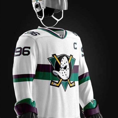 Anaheim Ducks Hockey Jersey With Green And Purple Stripes