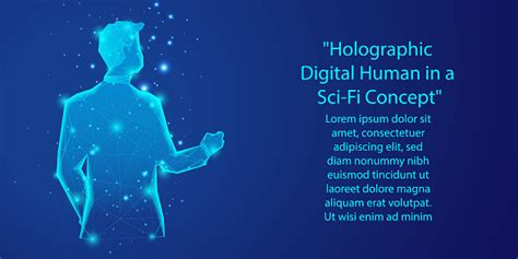 공상 과학 개념의 홀로그램 디지털 휴먼 우주 요소가 있는 현대적인 로우 폴리 휴먼 디자인 0명에 대한 스톡 벡터 아트 및 기타 이미지 0명 가상현실 글리치 이미지