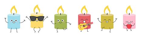 색상 촛불 캐릭터 만화 세트 인사 점프 사랑 실행 노래 미소 행복 기쁨 귀여운 벡터 일러스트 레이 션 귀여운에 대한 스톡 벡터 아트 및 기타 이미지 Istock