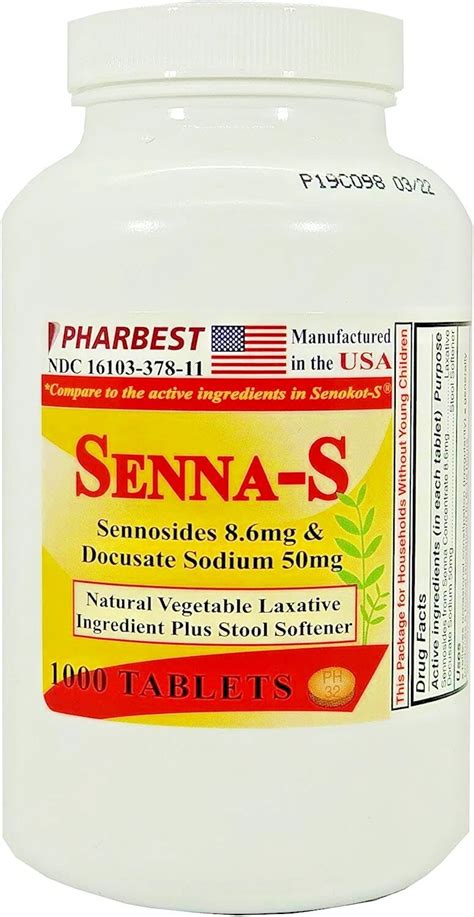 Senna Plus 8 6 Mg And Docusate Sodium 50 Mg Generic For Senokot S 1000 Tablet 2 26