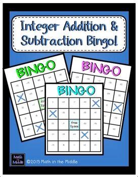 Adding And Subtracting Integers Math Bingo Math Review Game In Math Review Game Math