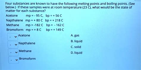 Solved Four Substances Are Known To Have The Following Melting Points
