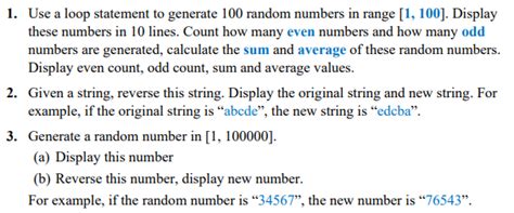 Solved In Java 1 Use A Loop Statement To Generate Chegg Com