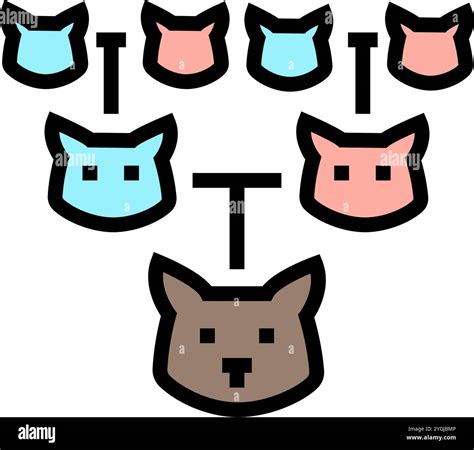 Pedigree Chart Cat Breeding Color Icon Vector Illustration Stock Vector