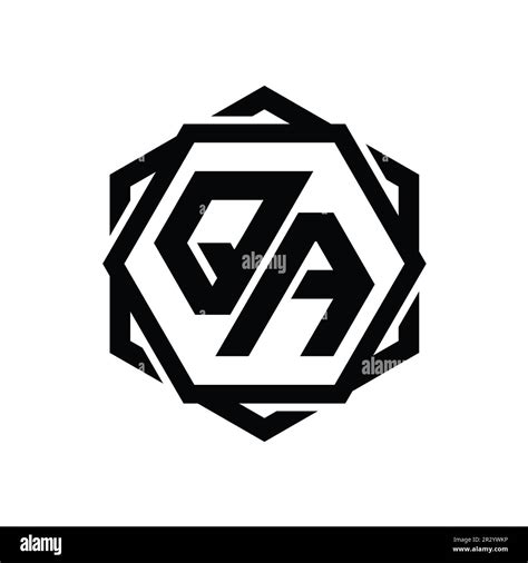 QA Logo Monogram Hexagon Shape With Geometric Abstract Isolated Outline Design Template Stock