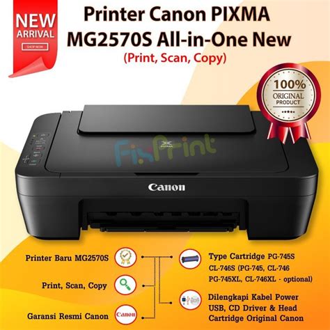 Jual Printer Canon PIXMA MG S All In One New Garansi Resmi Print Scan Copy Non Wifi Wireless
