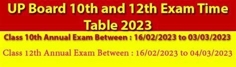 Up Board 10th And 12th Exam Time Table 2023 Exam Result Latest Jobs