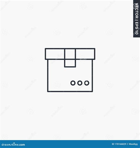 Cardboard Box Linear Style Sign For Mobile Concept And Web Design