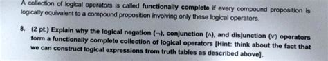 solved a collection of logical operators is called functionally