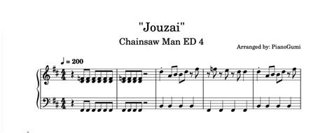 Chainsaw Man ED Jouzai EASY Piano Sheet Music