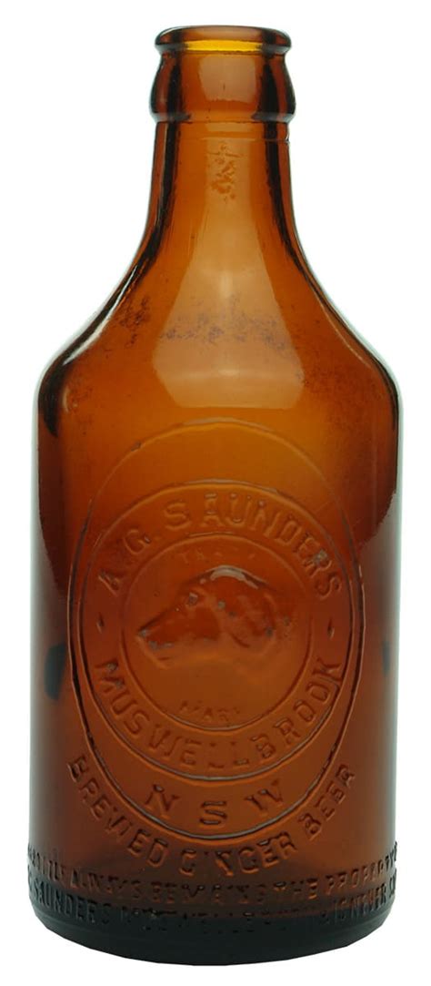 Saunders Muswellbrook Amber Glass Ginger Beer Bottle Abcr Auctions