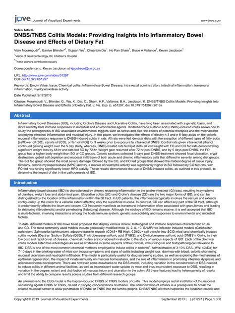 Pdf Dnbs Tnbs Colitis Models Providing Insights Into Inflammatory Bowel Disease And Effects