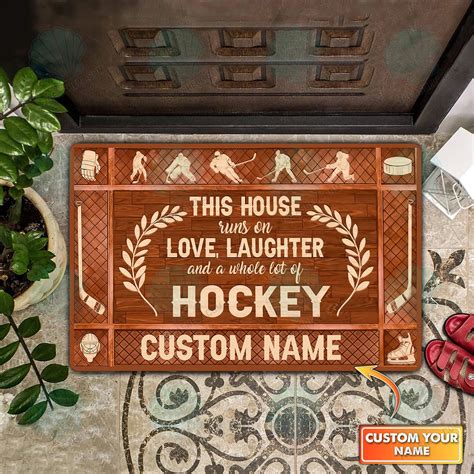 This House Run On Love Hockey Doormat Hockey Doormat Hockey Personaliz