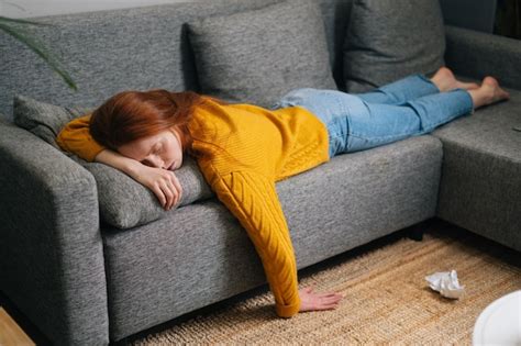 Premium Photo Highangle View Of Exhausted Pretty Woman Sleeping On
