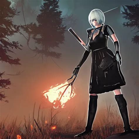 Screenshot Of 2B Nier Automata As A Survivor In Dead Stable