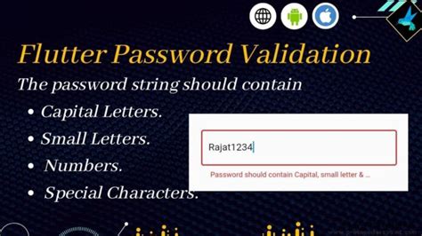 Flutter Password Validation Capital Small Letter Number And Special